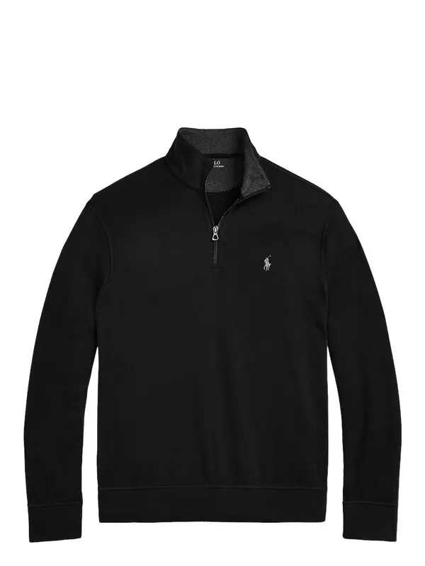 Polo Ralph Lauren Plain Jersey Semi-zipper Sweater - Black