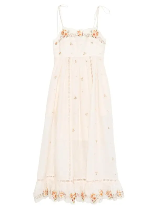 Zimmermann Embroidered Linen Maxi Dress - White