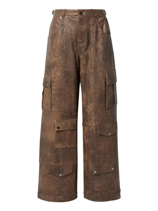 Dodo Bar Or Arianna Leather Wide-leg Cargo Pants - Brown