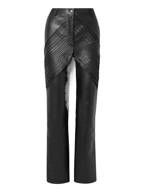 PETER DO Paneled Leather Straight-leg Pants - Black