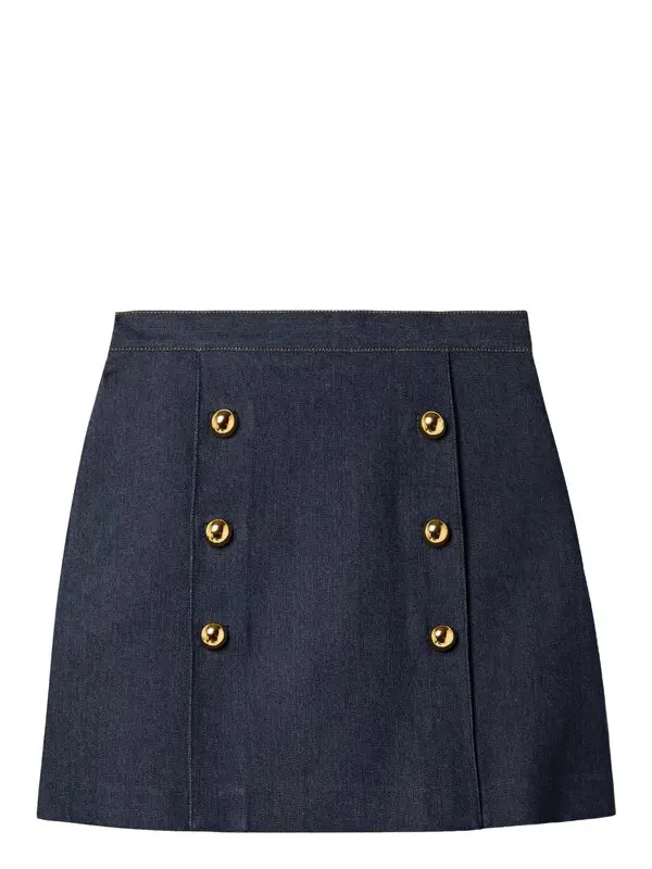 Adam Lippes Embellished Denim Mini Skirt - Black