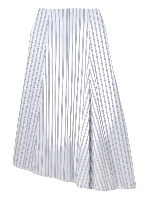 Partow Ivy Asymmetric Striped Cotton-twill Midi Skirt - White