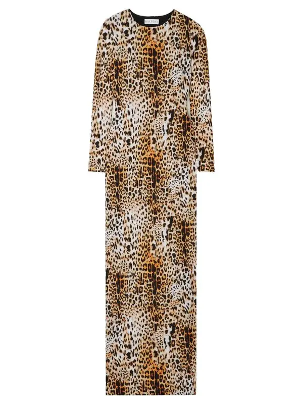 Halpern Open-back Leopard-print Stretch-jersey Maxi Dress - Nude