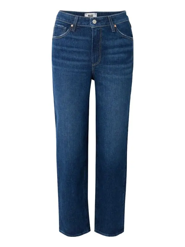 Paige Net Sustain Sarah Cropped Stretch High-rise Straight-leg Organic Jeans - Blue