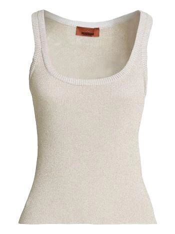 Missoni Lilac Viscose Tank Top With Metallic Fiber - Beige