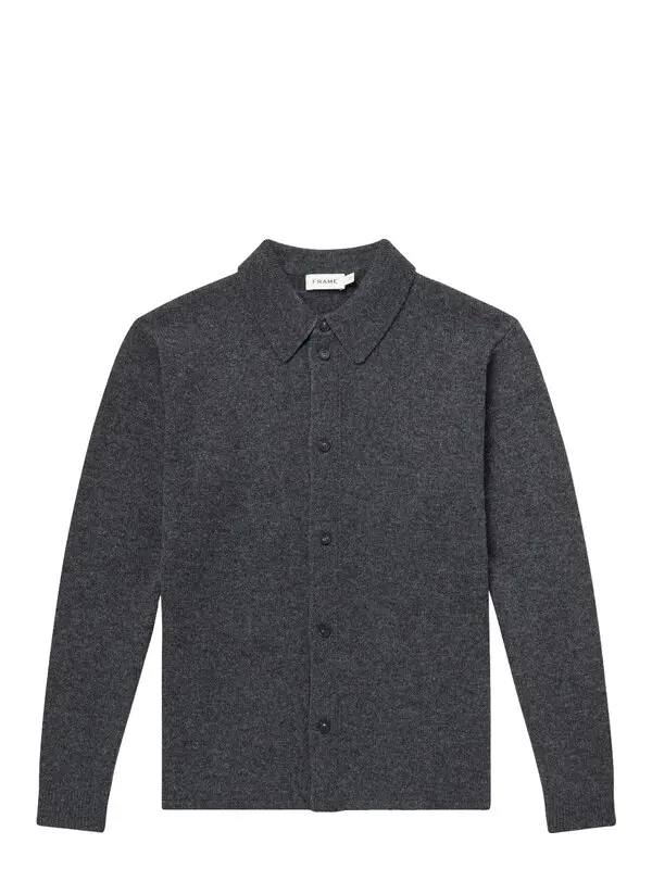 FRAME Wool Cardigan With Point Collar - Gray