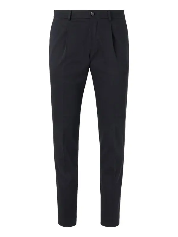 SLOWEAR Tapered Pleated Cotton-blend Gabardine Suit Trousers - Black