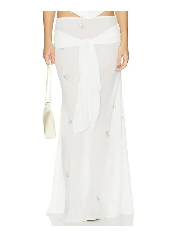 Anna October Maxi Skirt With Embroidery And Draped Detail - Ivory
