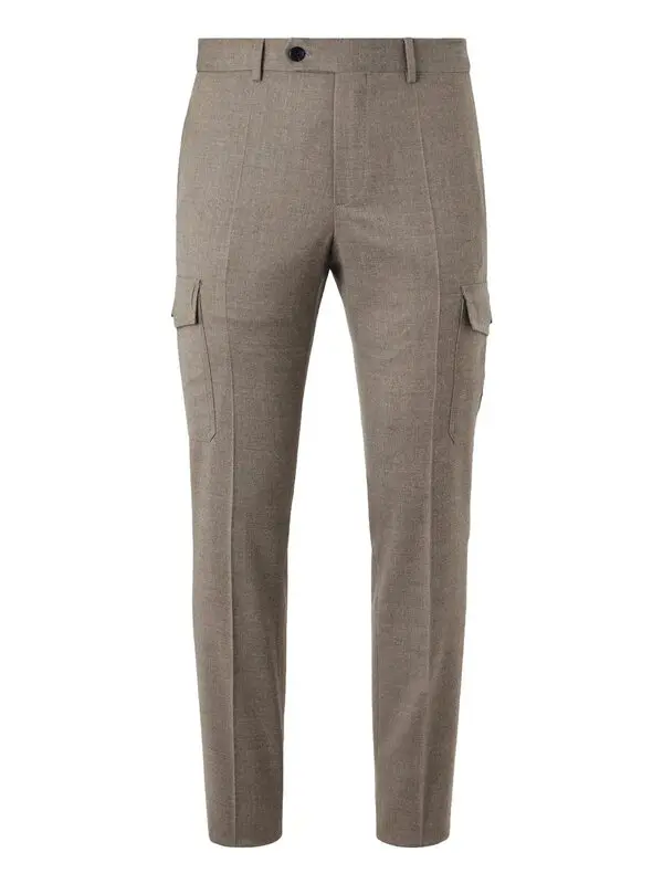 SLOWEAR Tapered Wool-blend Flannel Cargo Trousers - Neutrals