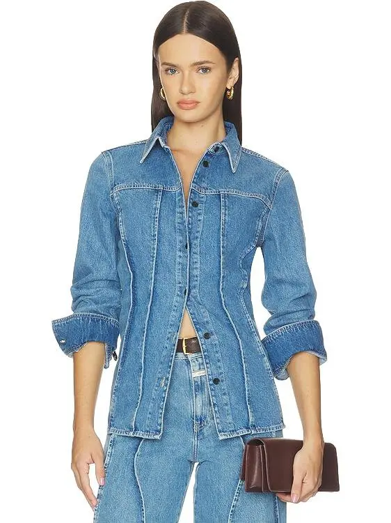 Closed Organic Seaming Shirt In Blue - Mid Blue