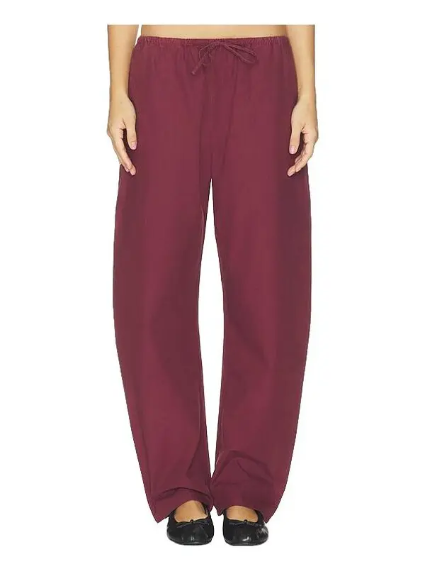 LESET Kyoto Drawstring Pant In Burgundy - Maroon