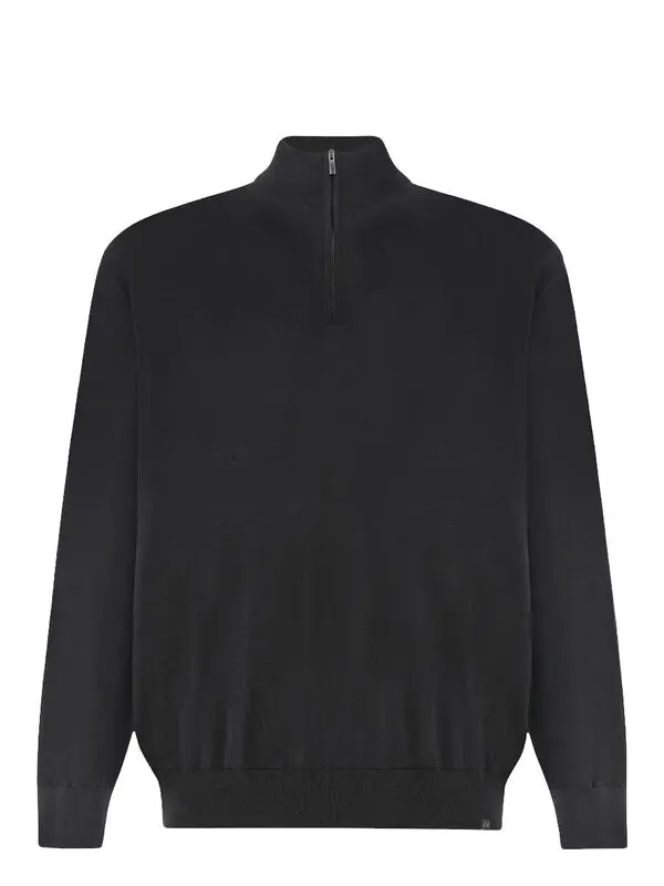 Paul & Shark 140's Superfine Merino Wool Half-zip Sweater - Black