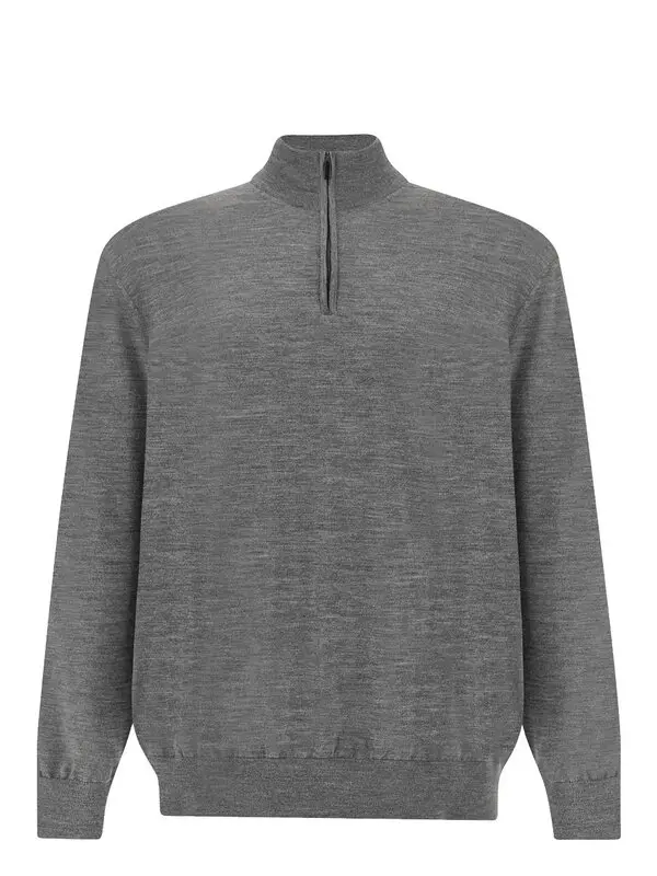 Paul & Shark 140's Superfine Merino Wool Half-zip Sweater - Grey