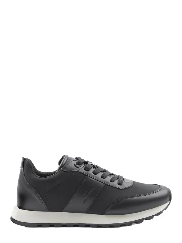 Paul & Shark Suede And Leather Lace-up Sneakers - Black