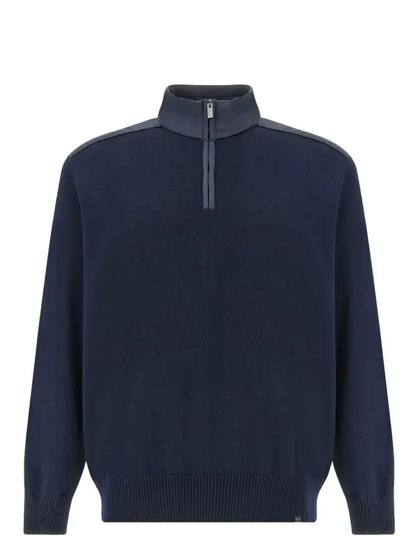 Paul & Shark Soft Cool Touch Wool Half-zip Sweater With Typhoon® Re-4x4 Stretch Details - Blue