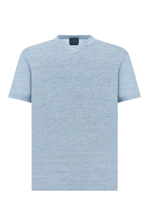 Paul & Shark Pure Linen Jersey Open Collar T-shirt - Allure