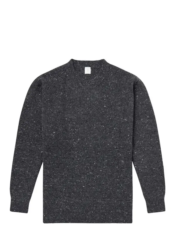 Eleventy Ribbed Wool-blend Crewneck Sweater - Gray