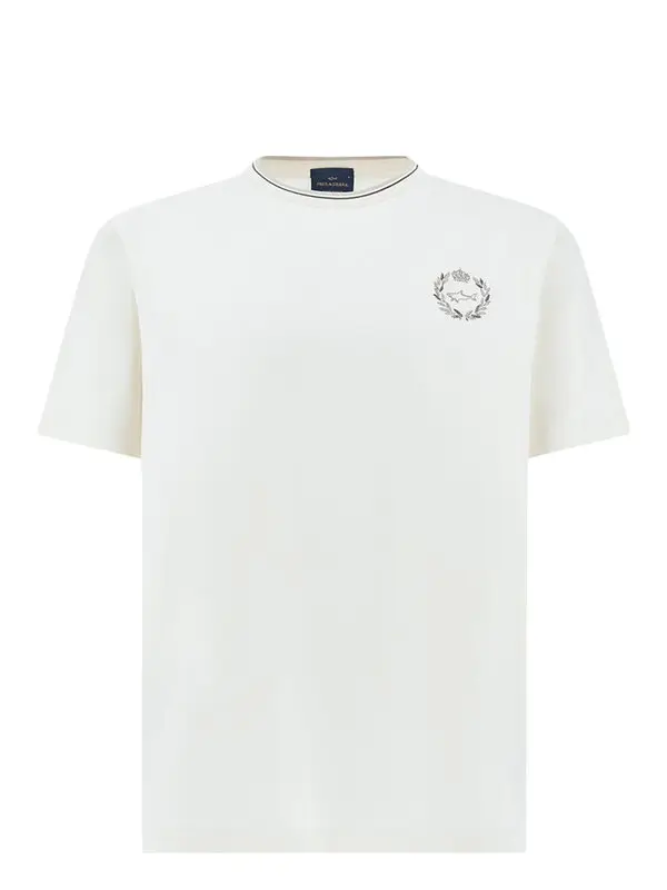 Paul & Shark Aqua Touch Cotton T-shirt With Heraldic Embroidery - Blanc De Blanc