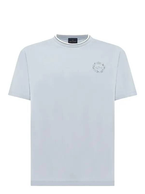 Paul & Shark Aqua Touch Cotton T-shirt With Heraldic Embroidery - Skyride