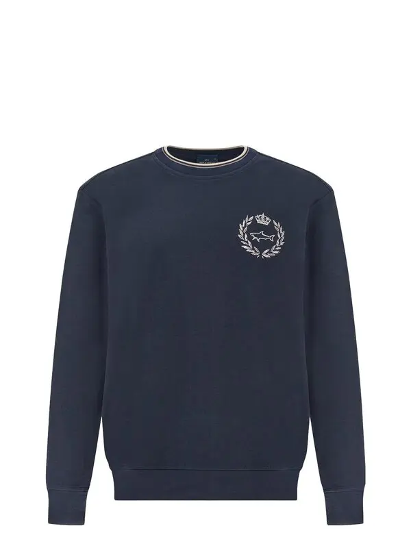 Paul & Shark X‑soft Sweatshirt In Cotton With Heraldic Embroidery - Blue