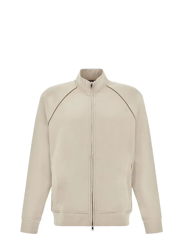 Paul & Shark X‑soft Zip‑up Sweatshirt In Cotton - Beige