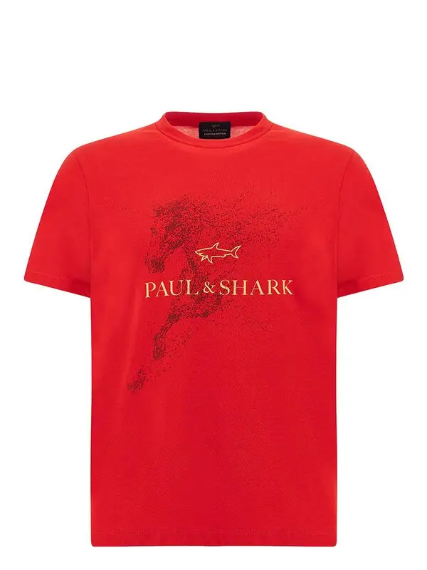 Paul & Shark Cotton Jersey T-shirt With Year Of The Horse Print - Red