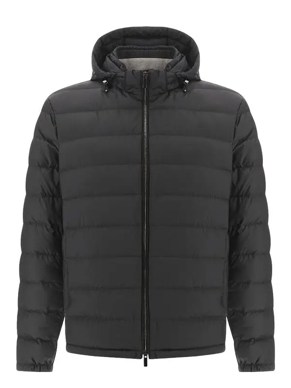 Paul & Shark Technical Ultralight Down Jacket With Alcantara® Details - Black