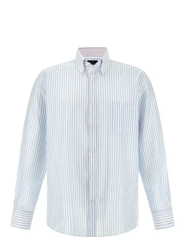 Paul & Shark Summer Breeze Cotton Shirt With Striped Pattern - Rows White Light Blue