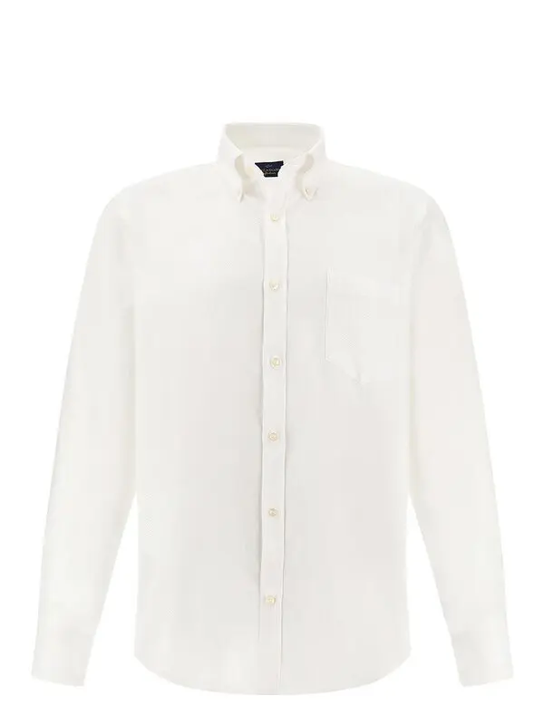 Paul & Shark Soffio Cotton Shirt With Damier Pattern - White