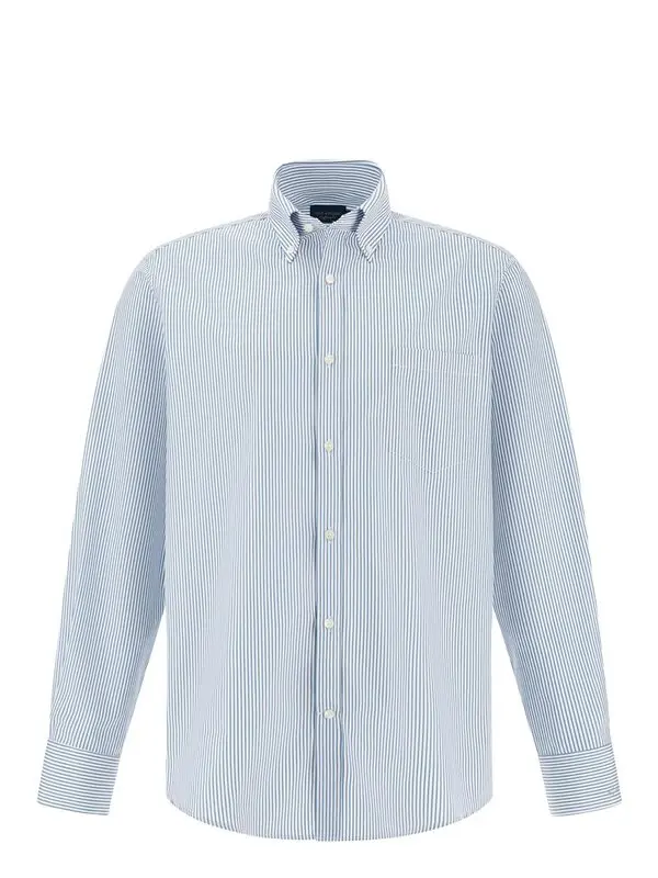 Paul & Shark Cotton Poplin Shirt Soffio - Stripes White Bluette