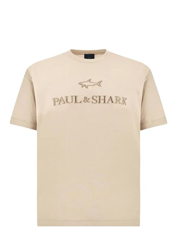 Paul & Shark Lightweight Cotton Jersey T-shirt With Print - Beige