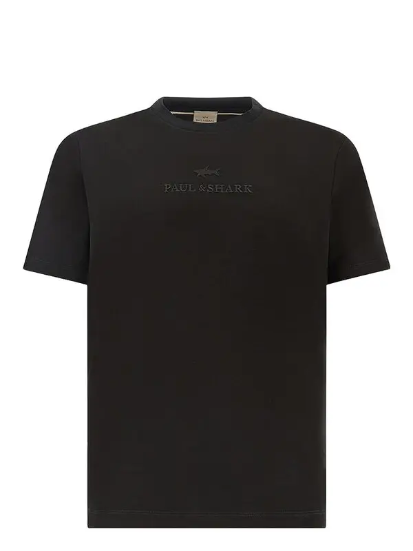 Paul & Shark Aqua Touch Cotton T-shirt With Embroidered Logo - Black