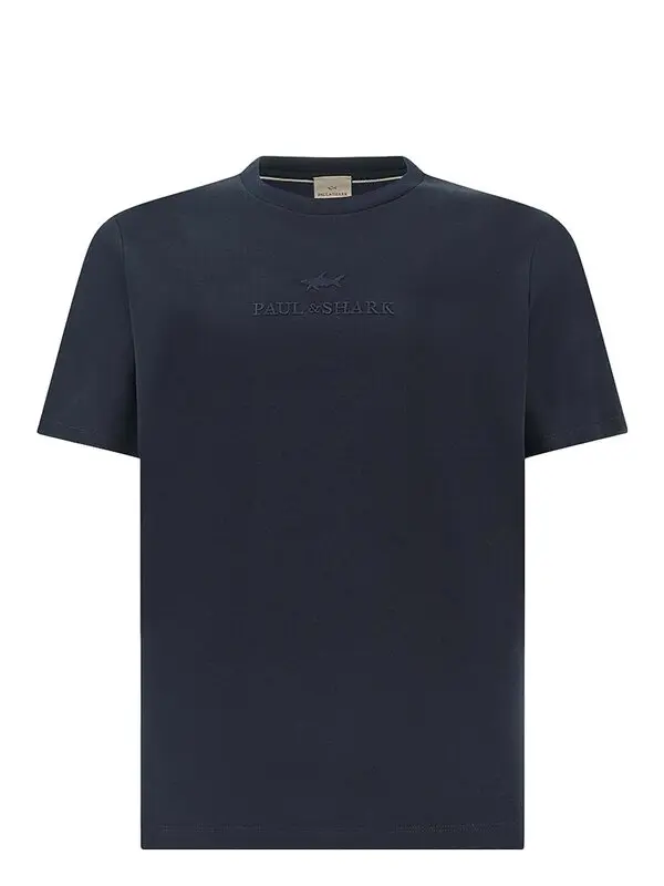 Paul & Shark Aqua Touch Cotton T-shirt With Embroidered Logo - Dama Blue