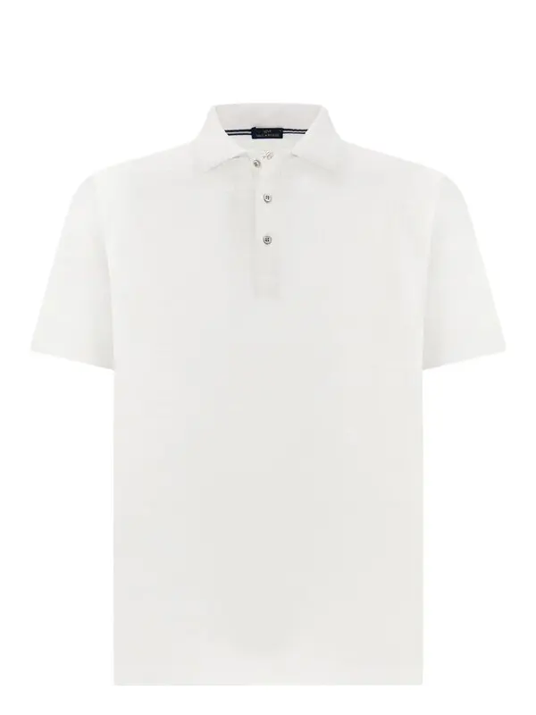 Paul & Shark Double Mercerised Cotton Jersey Polo Shirt With Shark Fin Embroidery - White