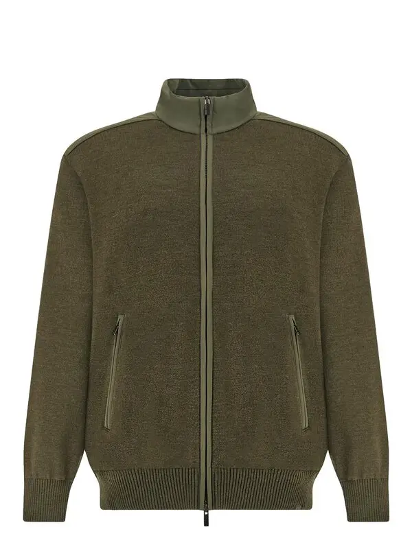 Paul & Shark Soft Cool Touch Wool Zip-up Sweater - Moss Green