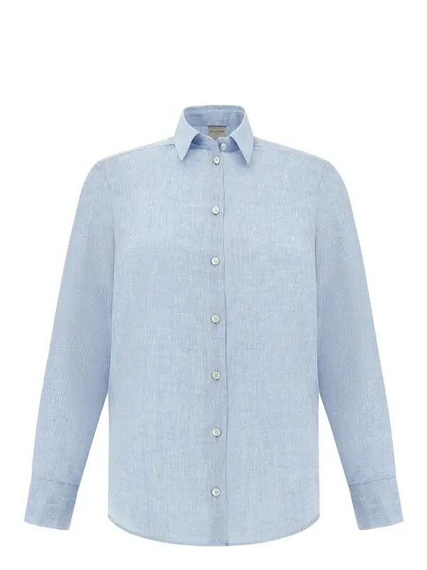 Paul & Shark Shirt In Soffio Linen - Light Blue