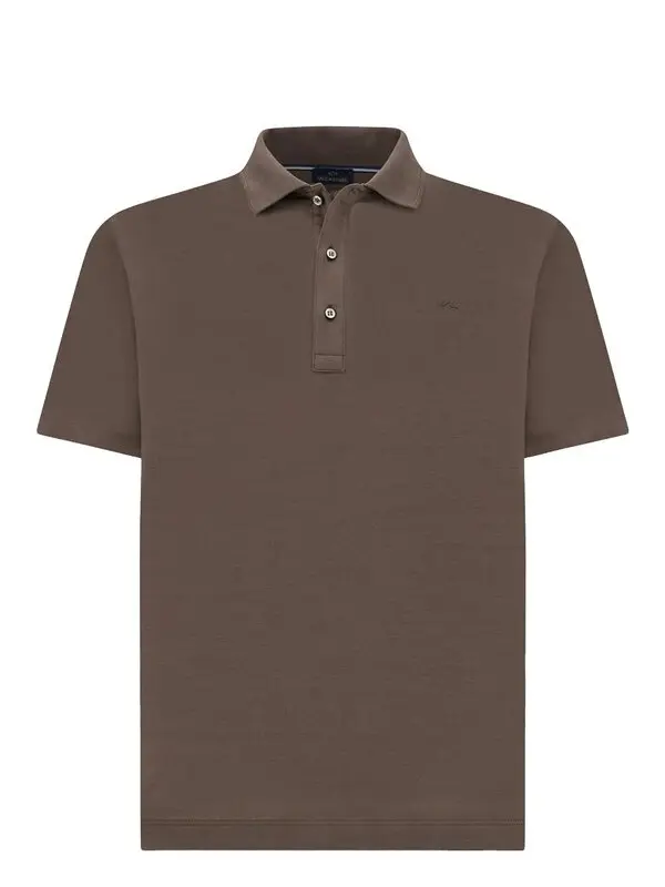 Paul & Shark Double Mercerised Cotton Jersey Polo Shirt With Shark Fin Embroidery - Morel