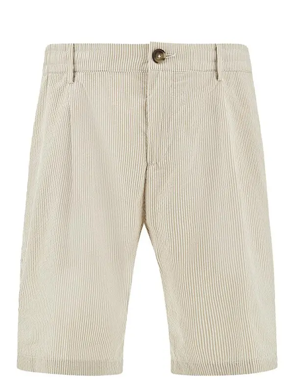 Paul & Shark Seersucker Striped Bermuda Shorts - Rows White  Beige