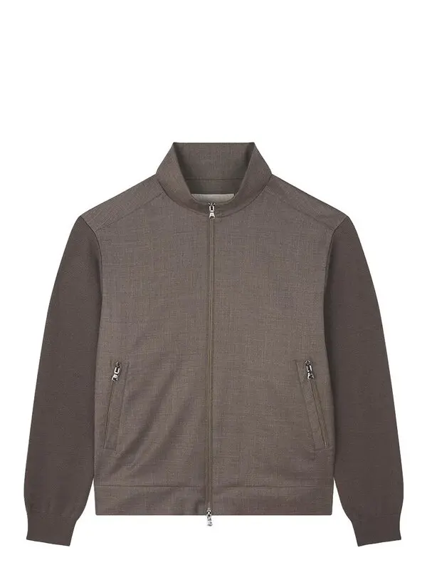 Paul & Shark Merino Wool Hybrid Zip-up Cardigan - Sequoia
