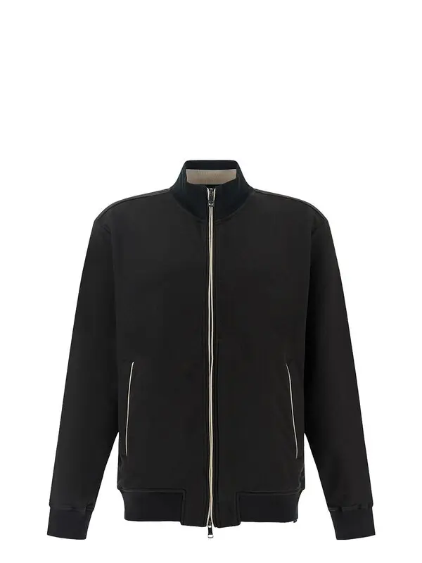 Paul & Shark Zip‑up Sweatshirt In Active Fleece Cotton - Black
