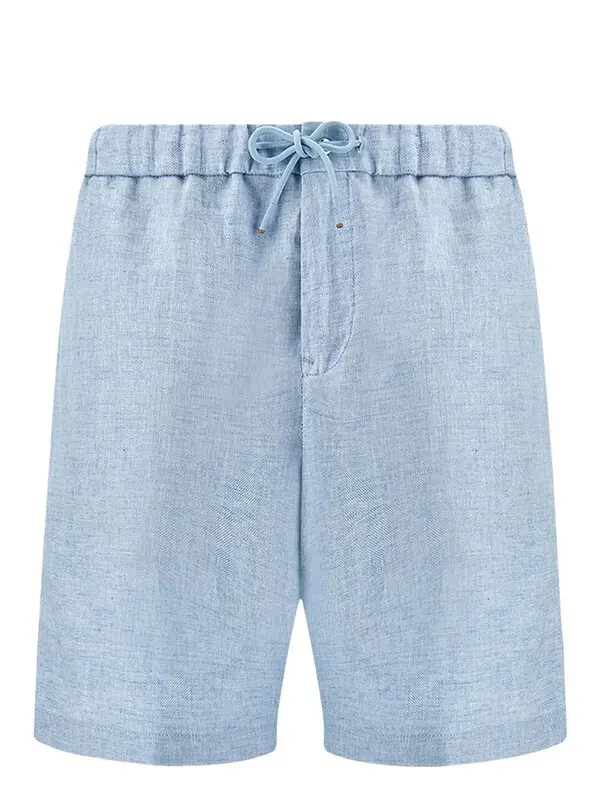 Paul & Shark Linen Bermuda Shorts With Drawstring - Forever Blue
