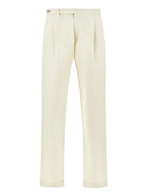 Paul & Shark Chino Trousers In Linen And Cotton With Pleats - Butter