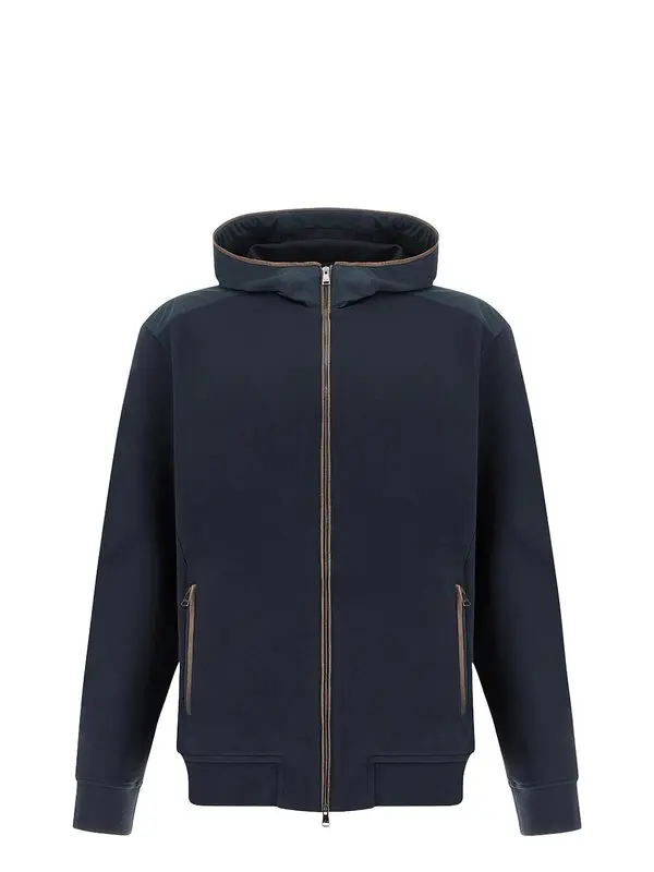 Paul & Shark X‑soft Zip‑up Sweatshirt In Viscose With Alcantara® Details - Blue