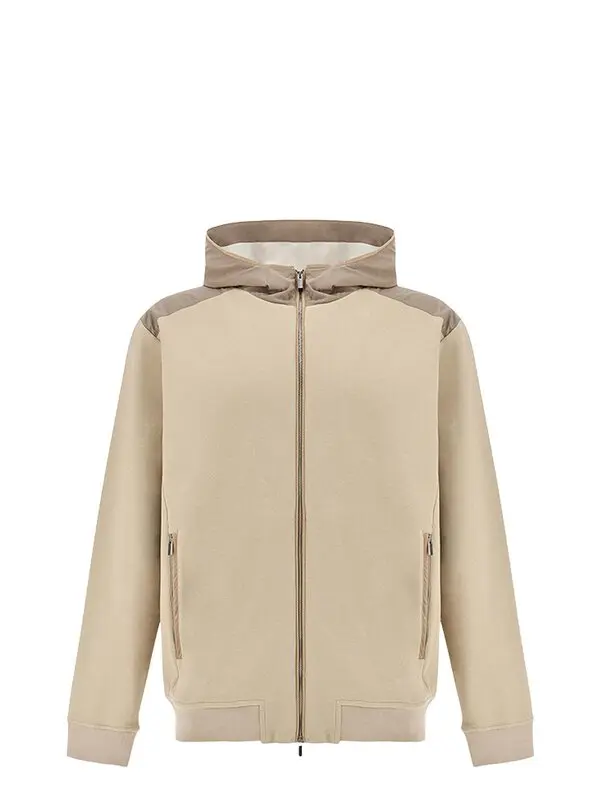 Paul & Shark X‑soft Zip‑up Sweatshirt In Viscose With Alcantara® Details - Beige