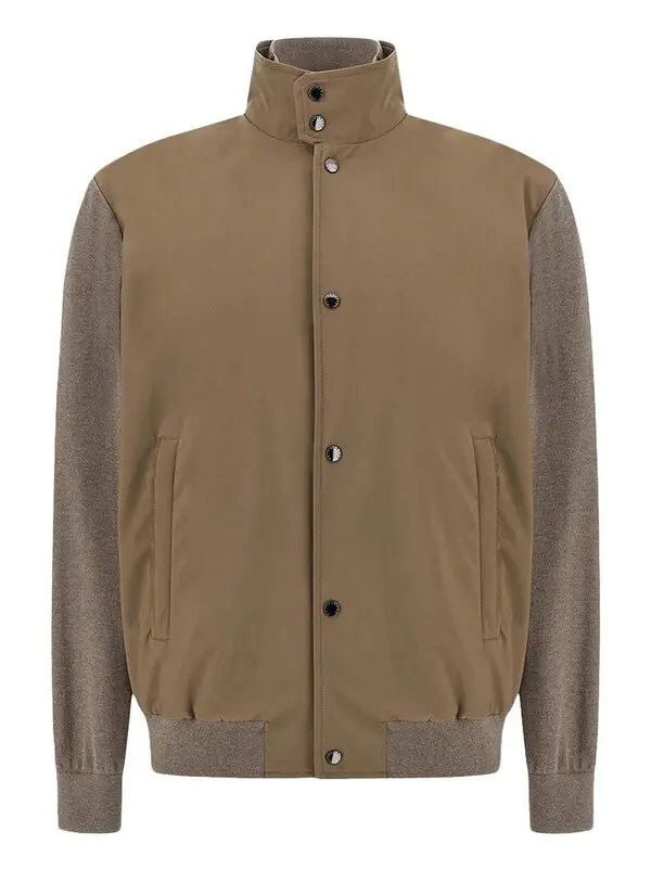 Paul & Shark Hybrid Jacket In Silk And Cotton With Typhoon® Platinum - Brindle