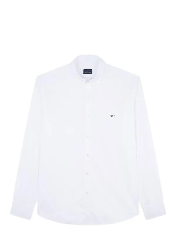 Paul & Shark Cotton Poplin Shirt With Shark Embroidery - White