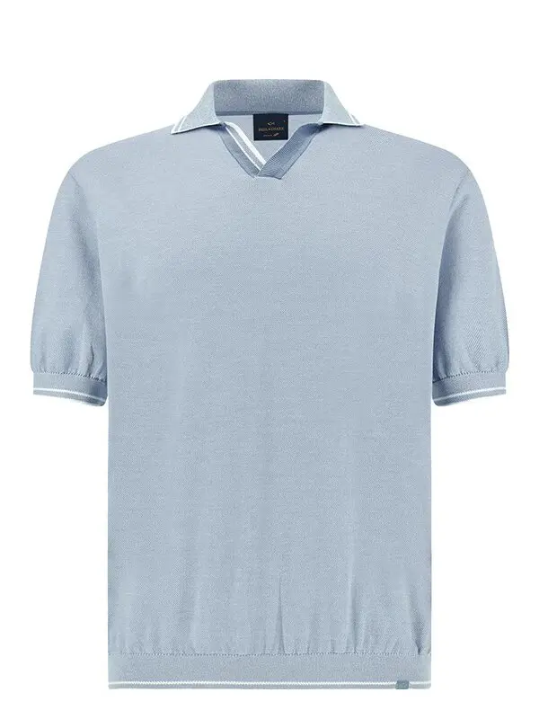 Paul & Shark Polo Shirt With Open Collar In Piuma Cotton - Whisper White/allure