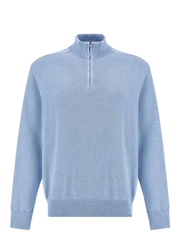 Paul & Shark Half-zip Sweater In Fresco Cotton With Linen Details - Allure