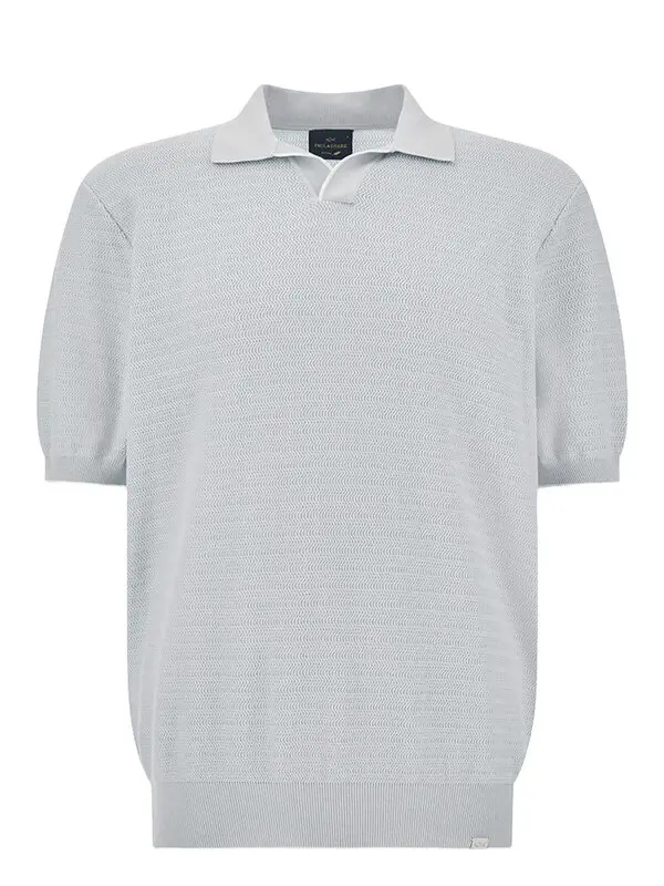 Paul & Shark Open‑collar Polo In Piuma Cotton - Skyride
