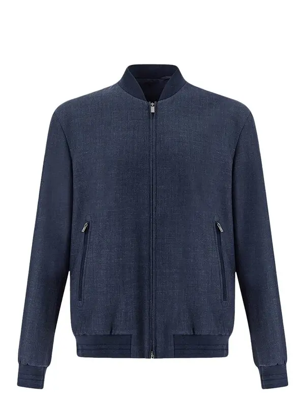 Paul & Shark Bomber Jacket In Jersely - Dama Blue